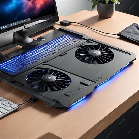 Computer With Keyboard And Mouse Sleek Desk Setup With Essential Accessories Premium Ai