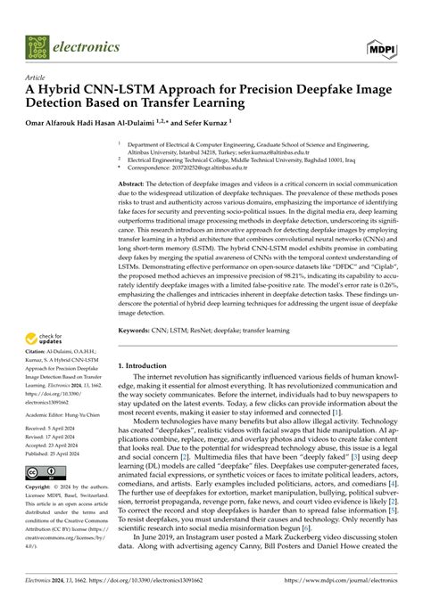 PDF A Hybrid CNN LSTM Approach For Precision Deepfake Image Detection Based On Transfer Learning