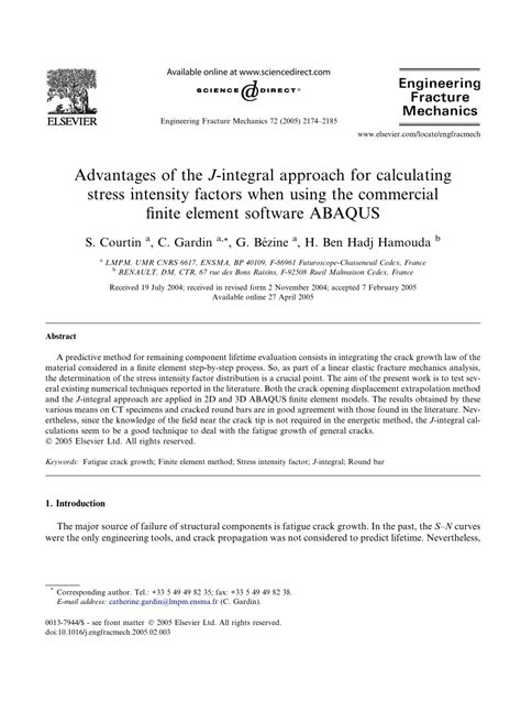 pdf advantages of the j integral approach for calculating stress