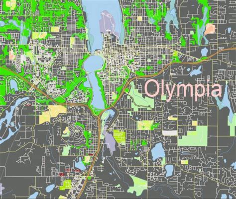 Olympia Washington Us Free Download Vector Map Of Olympia Washington