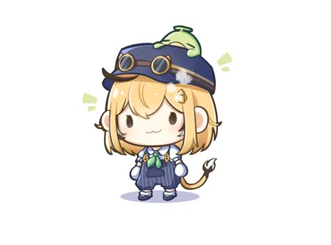 Safebooru 1girl 3 Blonde Hair Blue Hat Blue Overalls Chibi Chibi Only Dooby Vtuber Goggles