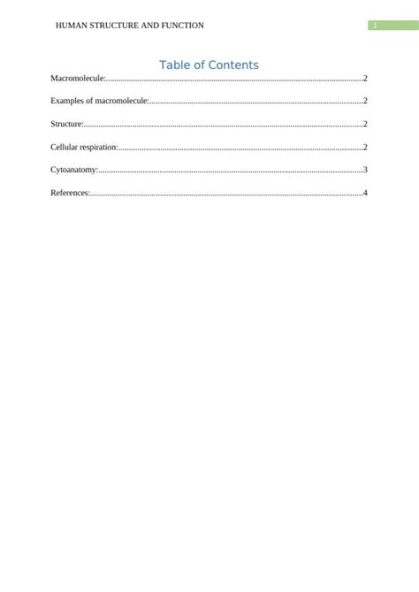 Human Structure And Function Macromolecule Cellular Respiration And Cytoanatomy