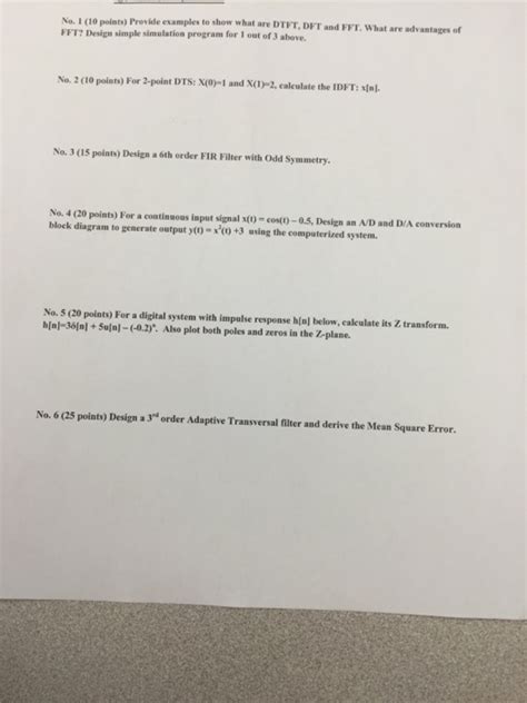 Provide Examples To Show What Are DTFT DFT And FFT Chegg Com