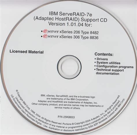 IBM ServeRAID E Adaptec Host RAID Support CD Version For E Server XSeries Type