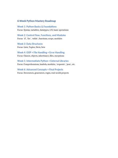 6 Week Python Mastery Guide Pdf