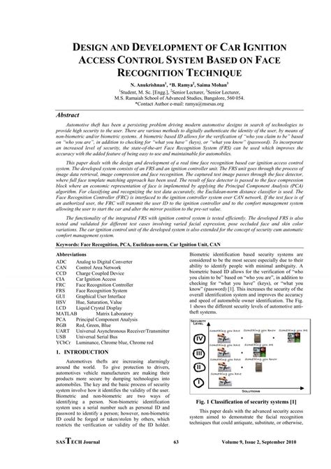 Design And Development Of Car Ignition Access Control System Based