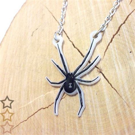 Spider Necklace Argh A Spider Halloween Spooky Black Etsy