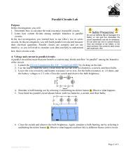 Lab Parallel Circuits PhET S Pdf Babe Page Parallel Circuits Lab Purpose In This