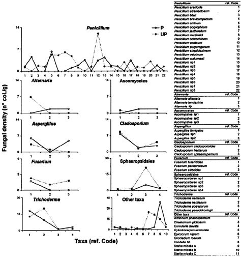 Fungal Density Of Each Taxon As Number Of Colonies Per Leaf Mass Unit Download Scientific