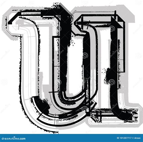 Grunge Font Letter U Stock Vector Illustration Of Grungy