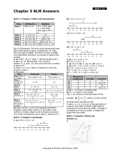 Blm 5 13 Chapter 5 Blm Answers Pdf Arithmetic Algebra