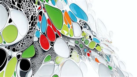 Abstract Design Featuring Colorful Organic Shapes And Flowing Lines On A White Background Stock