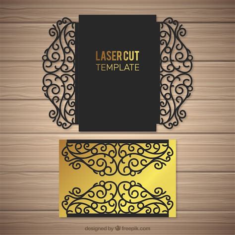 Enveloppe Dorée Floral à Coupe Laser Vecteur Premium