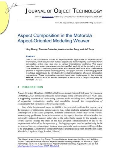 Aspect Composition In The Motorola Aspect Oriented Modeling Weaver