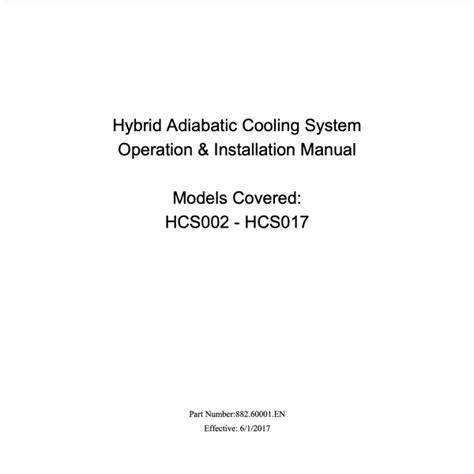 Hybrid Adiabatic Cooling System Operation And Installation Manual Acs Group