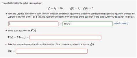 solved 1 point consider the initial value problem y 9y