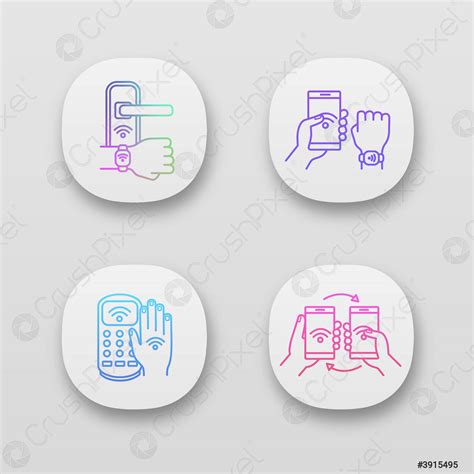 Nfc Technology App Icons Set Stock Vector 3915495 Crushpixel