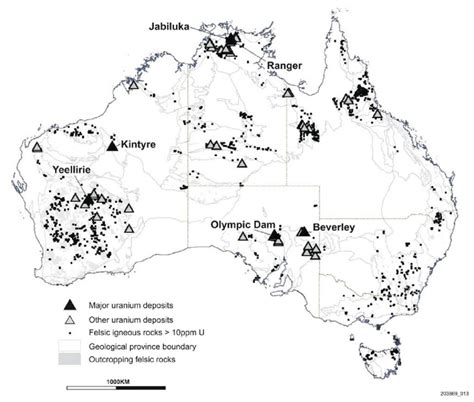 1 Uranium Deposits Throughout Australia In Relation To Known Felsic