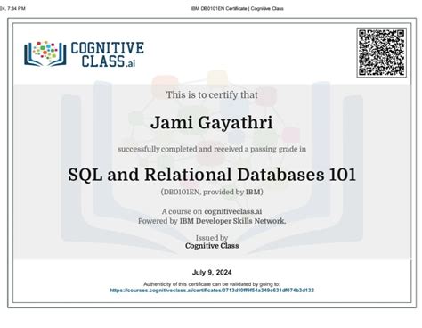 Gayathri Jami On Linkedin Sql Relationaldatabases Ibm