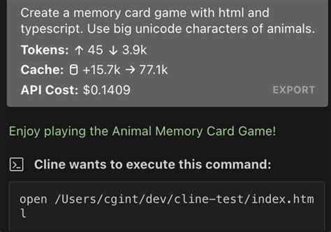 memory game created with open source tool cline dev dev community
