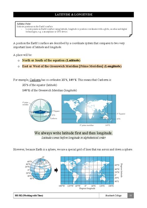 L3 Latitude And Longitude Latitude And Longitude A Position The Earths
