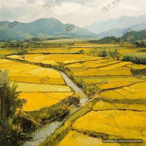Ai创作图水稻田油画 油画水稻 稻全景画 稻田之秋 稻田油画背景素材 皖南插画 金稻秋韵 稻田手绘 皖南风光油画 金秋稻香 写生田野田园 油画乡间 秋色稻天 稻田秋色 金秋稻谷nipic