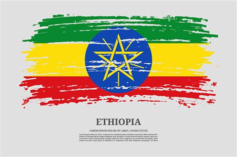 브러시 스트로크 효과와 정보 텍스트 포스터 벡터와 에티오피아 국기 0명에 대한 스톡 벡터 아트 및 기타 이미지 0명 국가