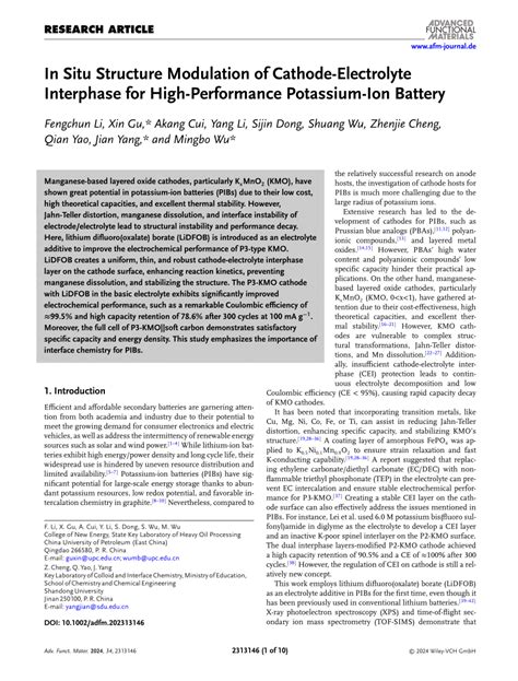 In Situ Structure Modulation Of Cathode‐electrolyte Interphase For High