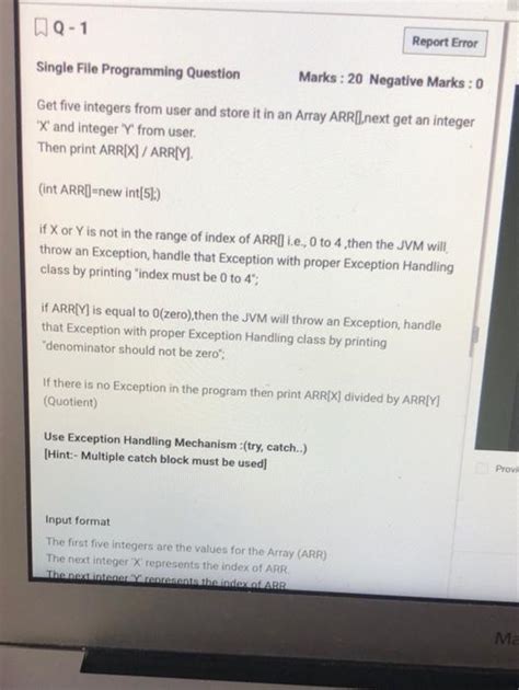 Solved W Q Report Error Single File Programming Question Chegg