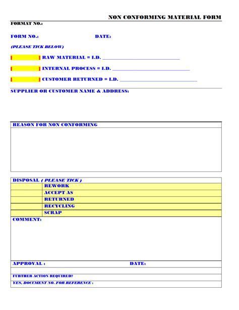 Non Conforming Product Form Template At Templatecom Professional Templates Report Template