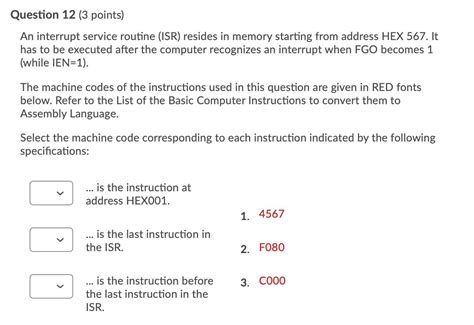 Solved Question Points An Interrupt Service Routine Chegg