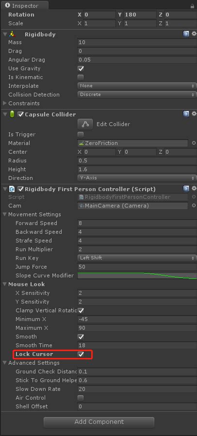 Unity RigidBodyFPSController 鼠标不显示 晚起的蚂蚁 博客园