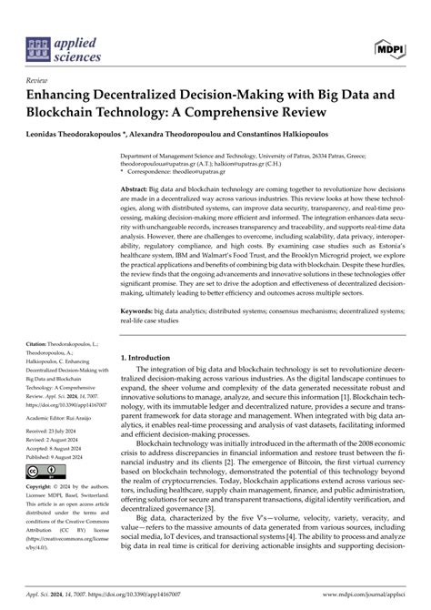 Pdf Enhancing Decentralized Decision Making With Big Data And Blockchain Technology A