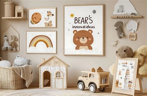 A Set Of Cute Nursery Posters With Different Shapes And Designs Stock Illustration