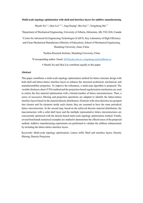 Pdf Multi Scale Topology Optimization With Shell And Interface Layers
