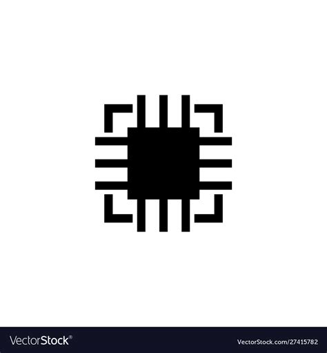 Silicon Microchip Computer Chip Flat Icon Vector Image