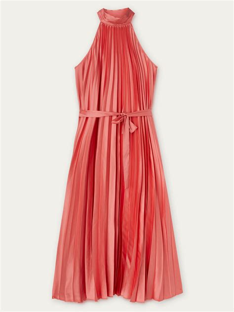 Long Pleated Satin Dress