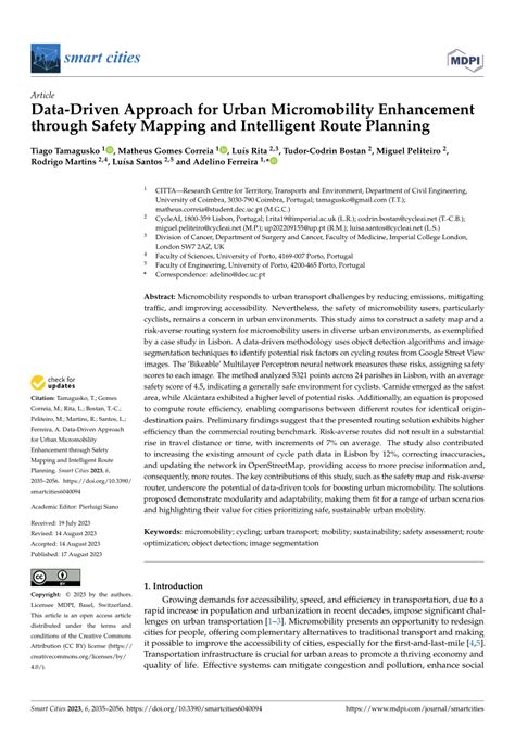 Pdf Data Driven Approach For Urban Micromobility Enhancement Through