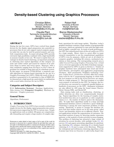 Pdf Density Based Clustering Using Graphics Processors