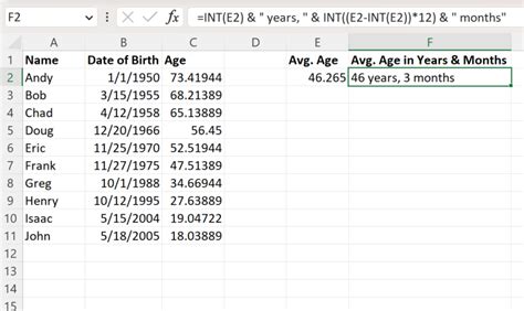 How To Calculate Average Age In Excel With Example
