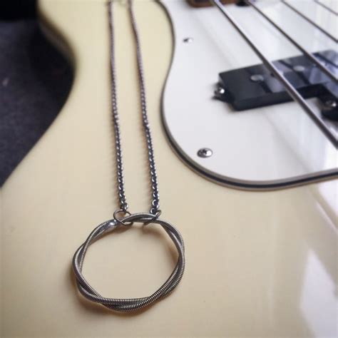 Recycled Bass Guitar String Necklace Unique And One Of A Kind Handmade