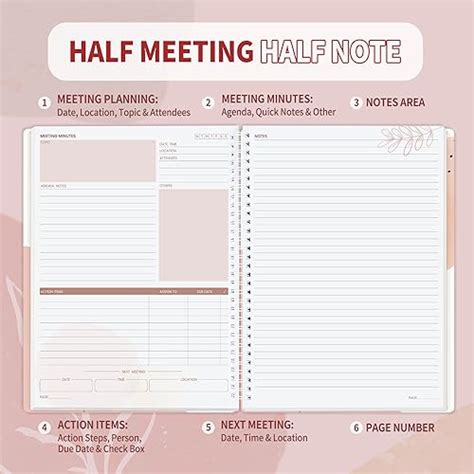 Sunee Half Meeting Half Note 85x11 Professional Notebooks For Work 200 Pages