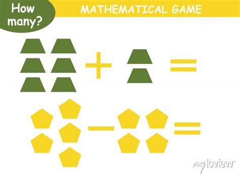 Examples Of Addition And Subtraction With Geometric Shapes Educational Posters For The Wall