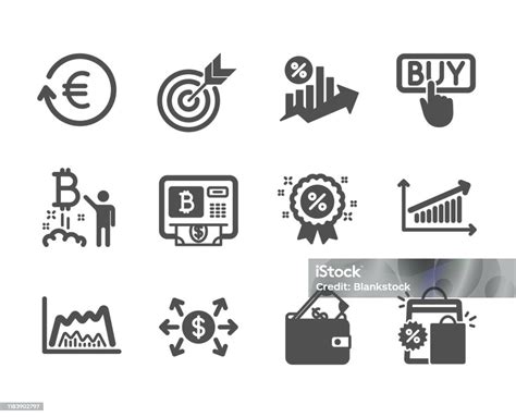 금융 아이콘의 집합 목표 등 대출 퍼센트 비트 코인 Atm 고급에 대한 스톡 벡터 아트 및 기타 이미지 고급 광고 구매 Istock