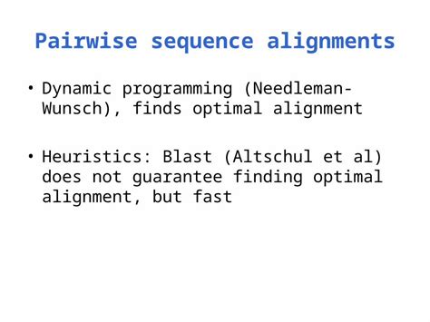 Ppt Pairwise Sequence Alignments Dynamic Programming Needleman