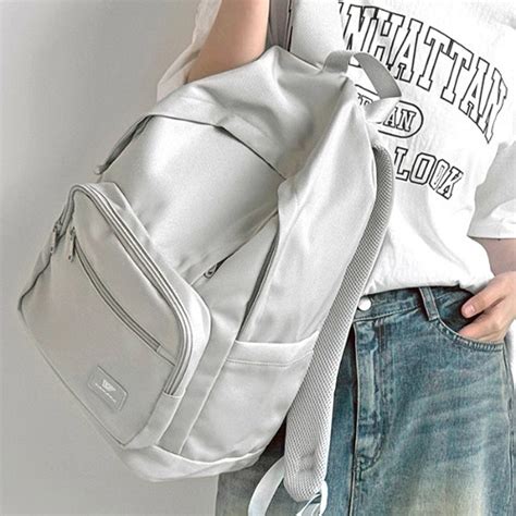 드레시백 클로버스 나일론 백팩 대학생 무지 책가방 빈티지 캐주얼 캔버스 투포켓 사선 지퍼 무지 가방 여행 배낭 데일리 가벼운