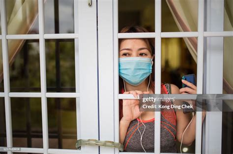 An Asia Chinese Women In Isolation At Home Due To An Epidemic High Res
