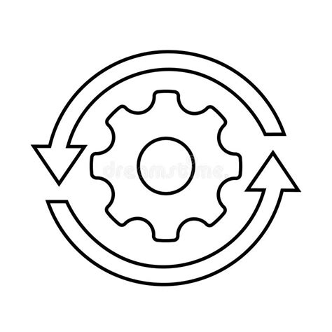 Workflow Process Icon In Flat Style Gear Cog Wheel With Arrows Vector Illustration On White