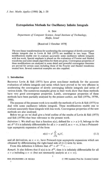 Pdf Extrapolation Methods For Oscillatory Infinite Integrals