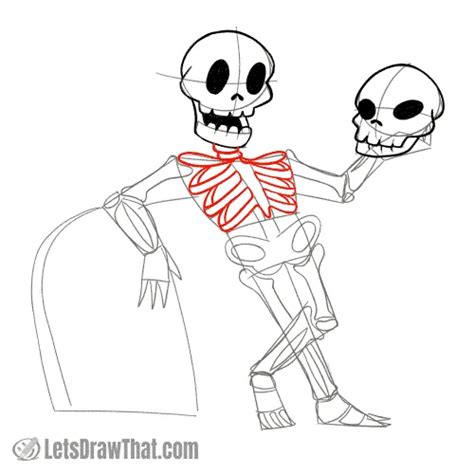 How To Draw A Skeleton An Easy Cartoon Skeleton Drawing